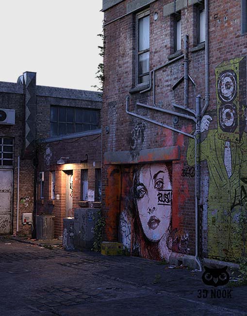 Urban Alley Day & Night Scenes - 3D Nook